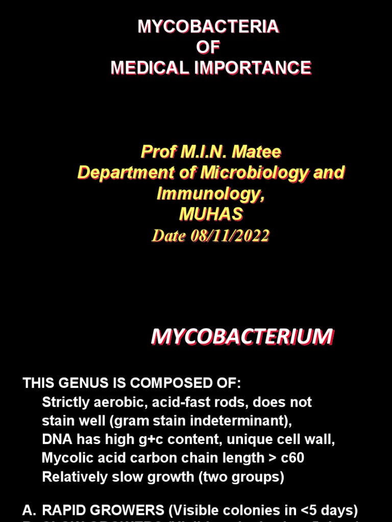 Mycobacteria Slides For Lecture 2021 | PDF | Tuberculosis | Mycobacterium