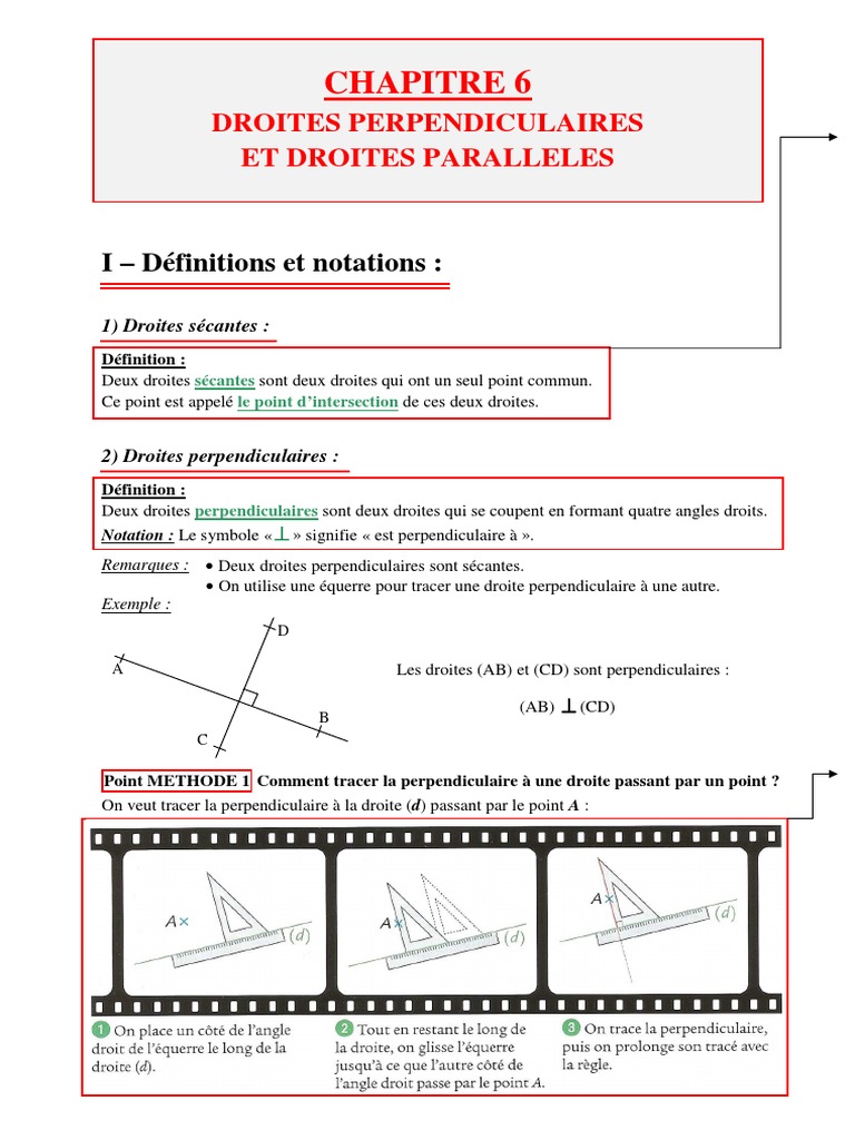 Droites Perpendiculaires et Parallèles | PDF | Perpendicularité | Triangle