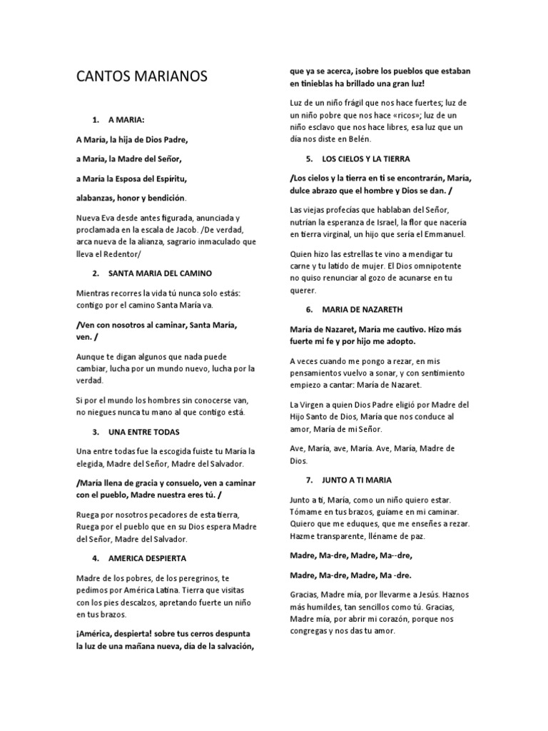 Cantos a María: Alabanzas y Oraciones | PDF | María, madre de Jesús ...