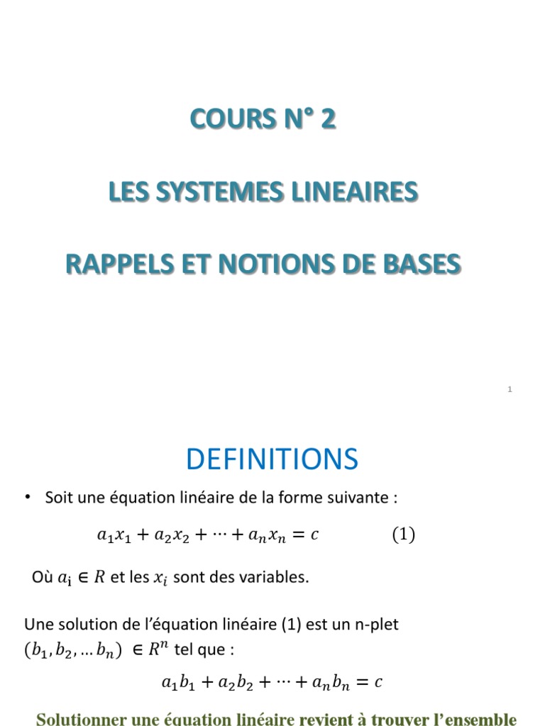 Introduction aux systèmes linéaires | PDF | Système d'équations ...
