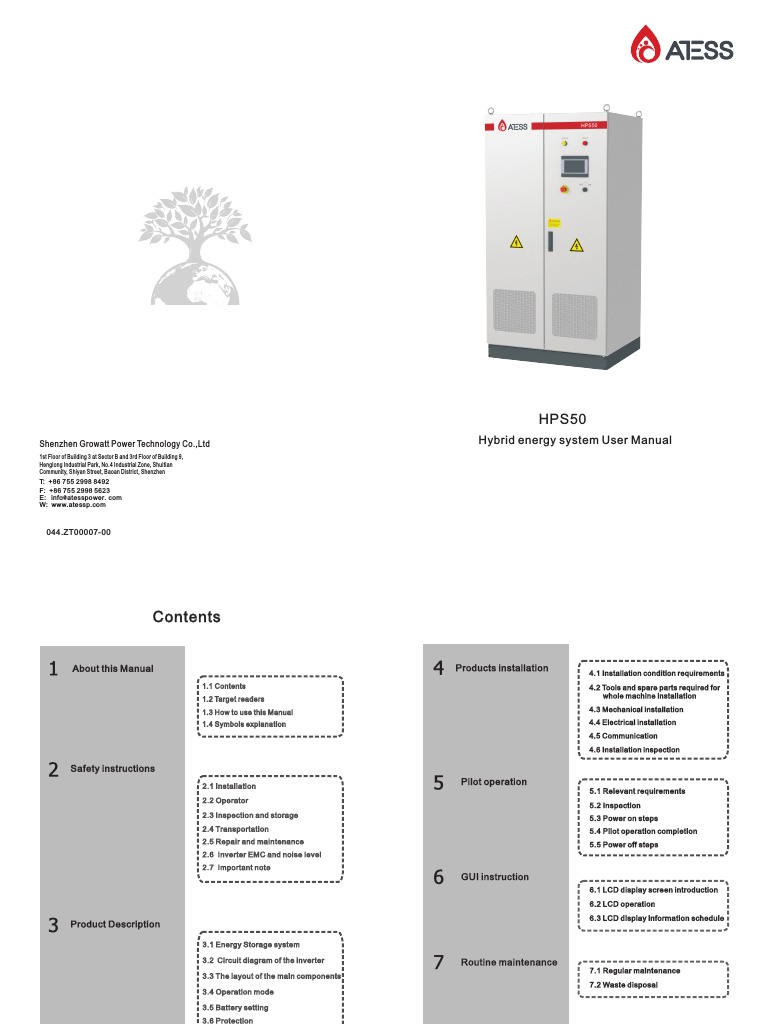 ATESS HPS50 Hybrid Inverter Manual | PDF | Power Inverter | Photovoltaics