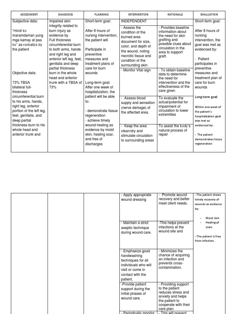 Burn NCP | PDF | Wound | Healing