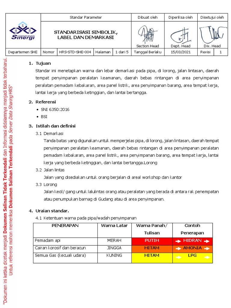 Standar Warna dan Demarkasi K3 | PDF
