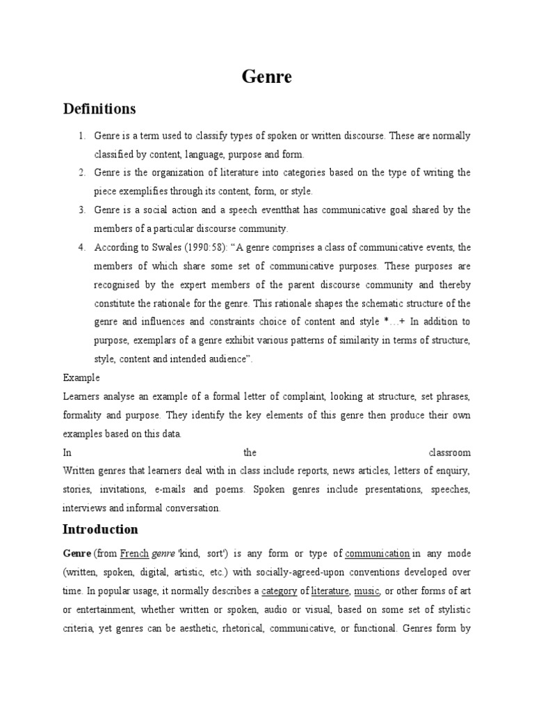 Genre Introduction (1) | PDF | Genre | Human Communication