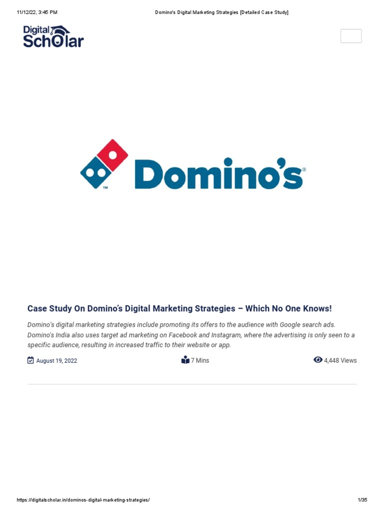 Domino's Digital Marketing Strategies (Detailed Case Study) | PDF | Social Media Marketing ...