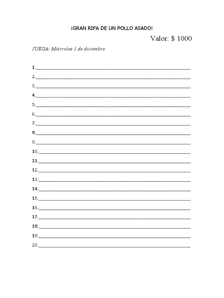 Gran Rifa de Un Pollo Asado | PDF | Cocina, comidas y vino | Derecho