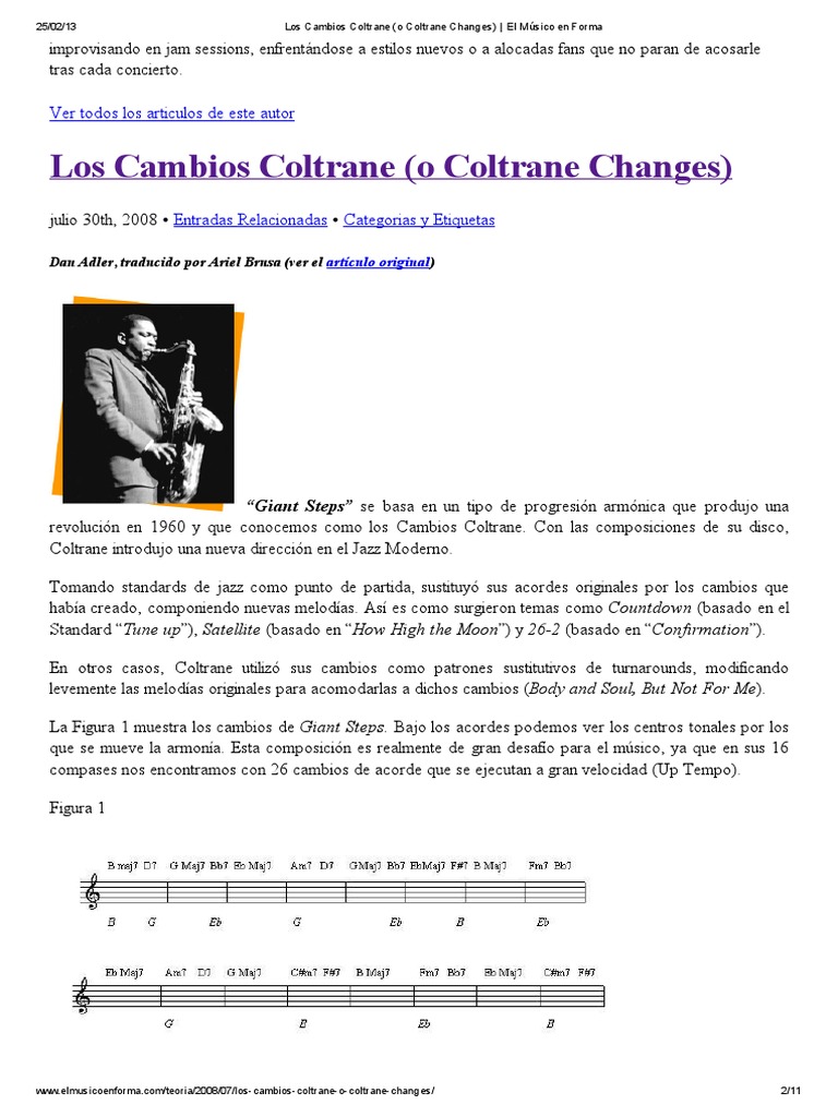 Los Cambios Coltrane | PDF | Acorde (Música) | Jazz
