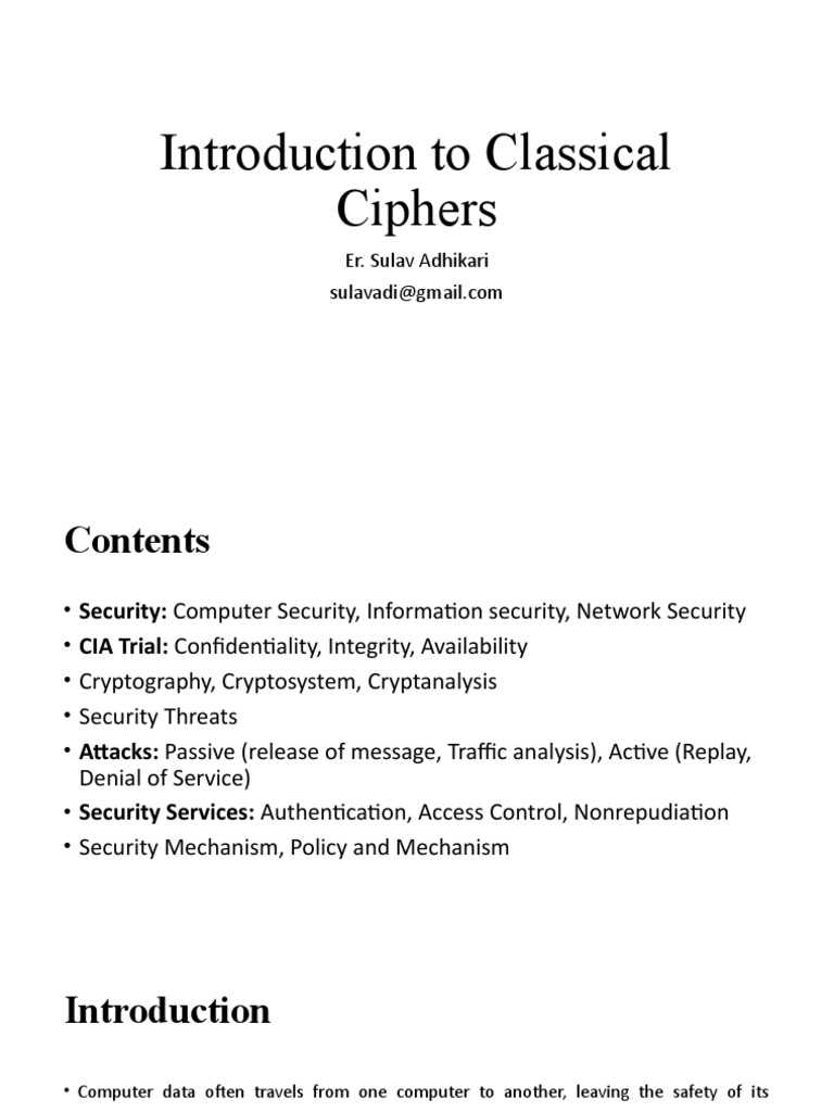 An Introduction to Classical Ciphers and Cryptography Concepts | PDF ... An Introduction to Classical Ciphers and Cryptography Concepts | PDF ...