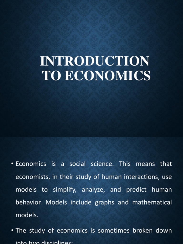 Introduction To Economics Pdf Economics Market Economics