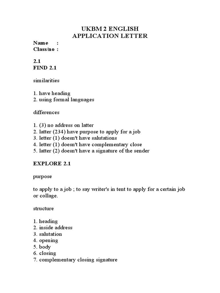 Ukbm 2 English Application Letter | PDF