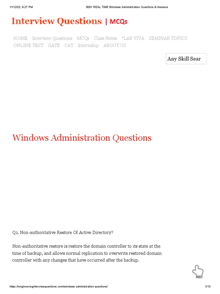 300+ REAL TIME Windows Administration Questions & Answers | PDF | Active Directory | Group Policy