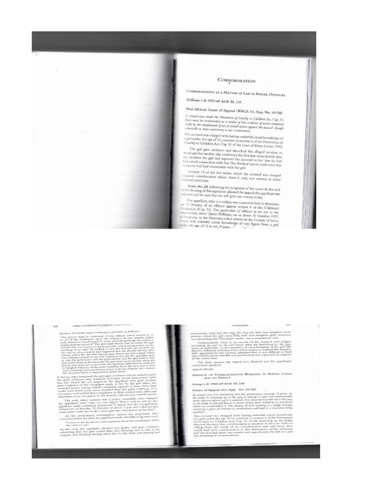 Corroboration in Evidence Law | PDF