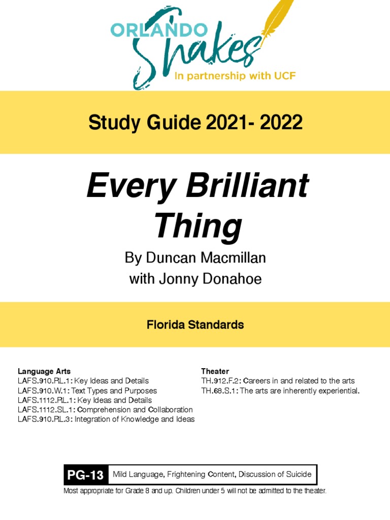 Every Brilliant Thing: Study Guide | PDF | Theatre
