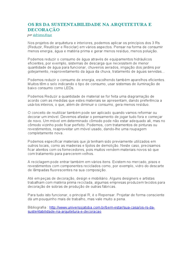 Os 3 RS Da Sustentabilidade | PDF | Reciclagem | Desperdício