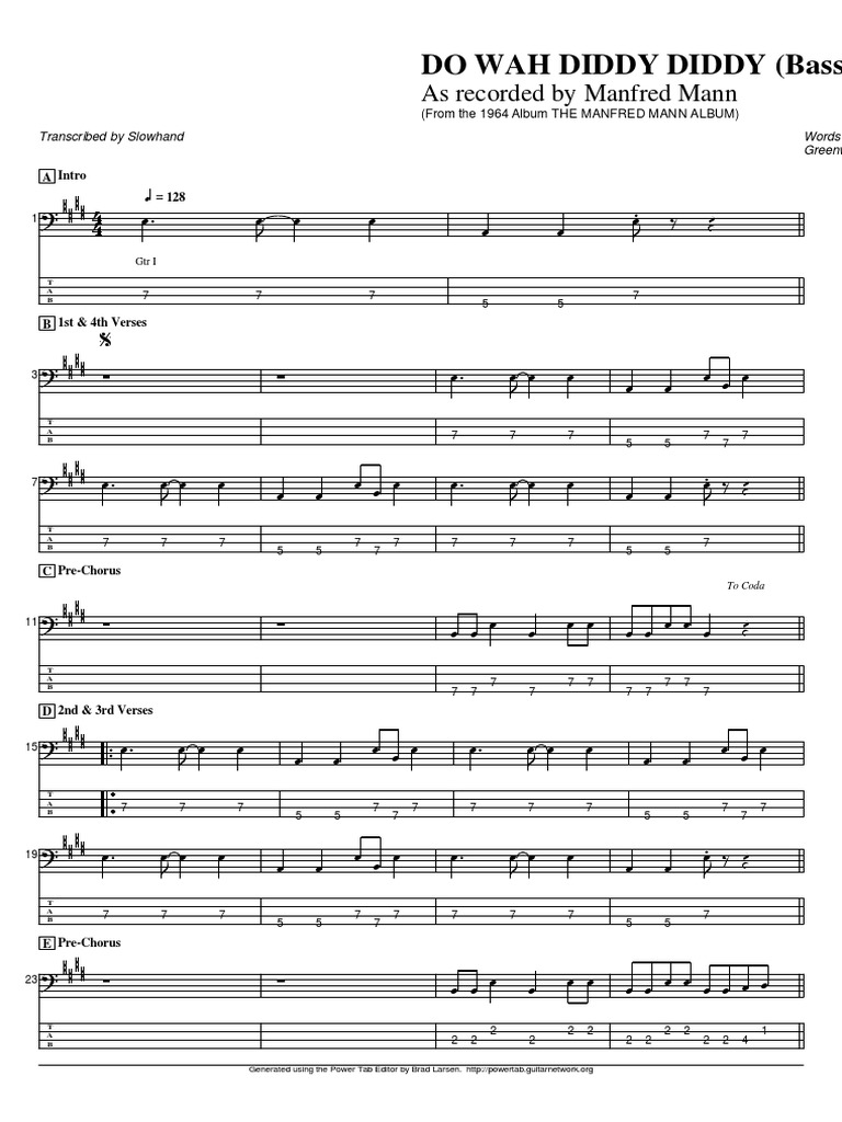 Manfred Mann-Do Wah Bass PTB | PDF
