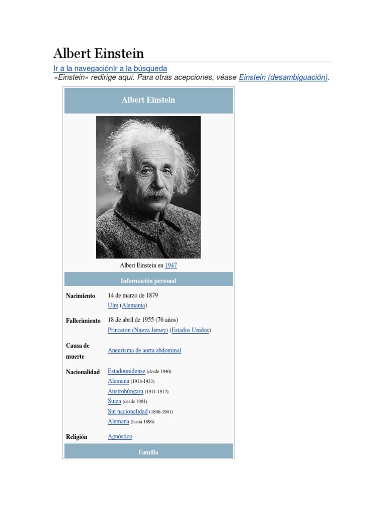 Albert Einstein Biografia | PDF | Albert Einstein | Relatividad general