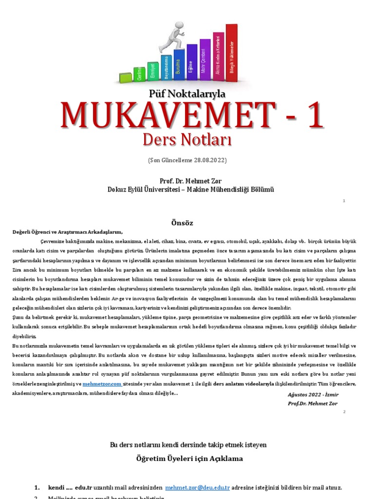 Mukavemet 1 Ders Notlari 2022 | PDF