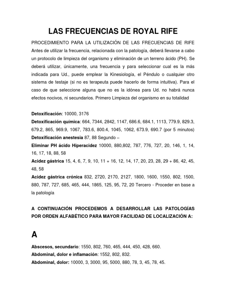 Las Frecuencias de Royal Rife | PDF | Ciencias de la Salud | Epidemiología