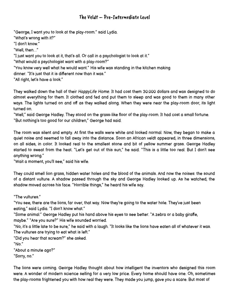 The Veldt - Pre-Intermediate Level | PDF