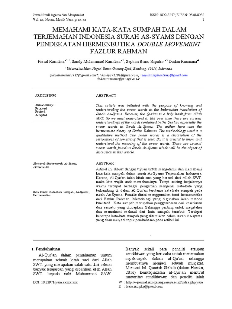 Memahami Kata Sumpah Dalam Surah As-Syams | PDF