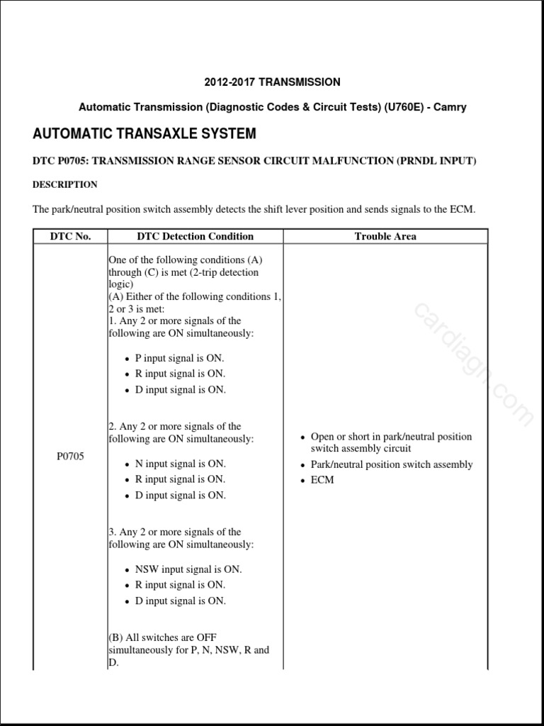 U760E Transmission Diagnostics Guide | PDF | Switch | Electrical ...