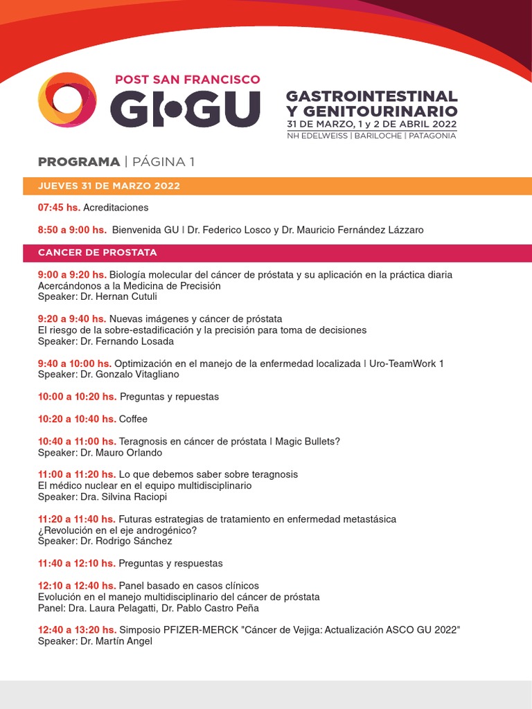 POST GI - GU. Programa Final - Marzo 31 | PDF | Cáncer | Especialidades Medicas