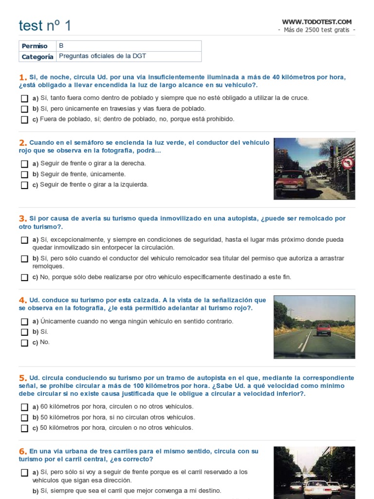 Test de Conducir: Preguntas y Respuestas | PDF | Semáforo | Calle