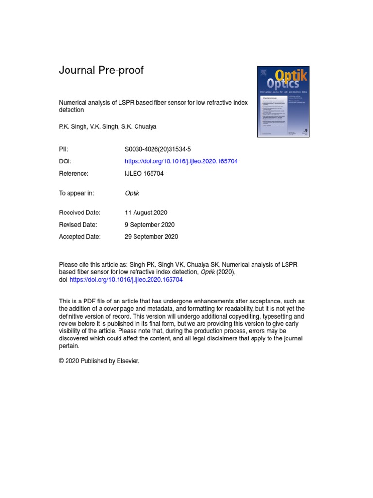 LPSR Based Paper - Optik Journal | PDF | Surface Plasmon Resonance ...