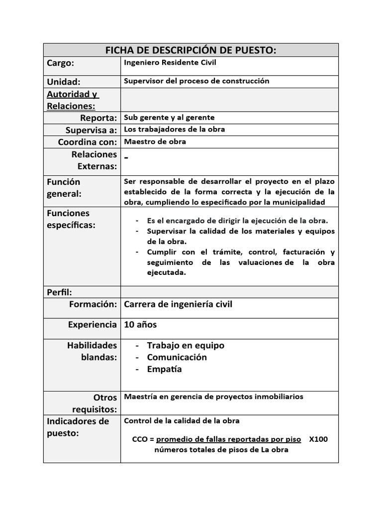 AD170 S11 Online Plantilla Descripci N de Puesto. | PDF