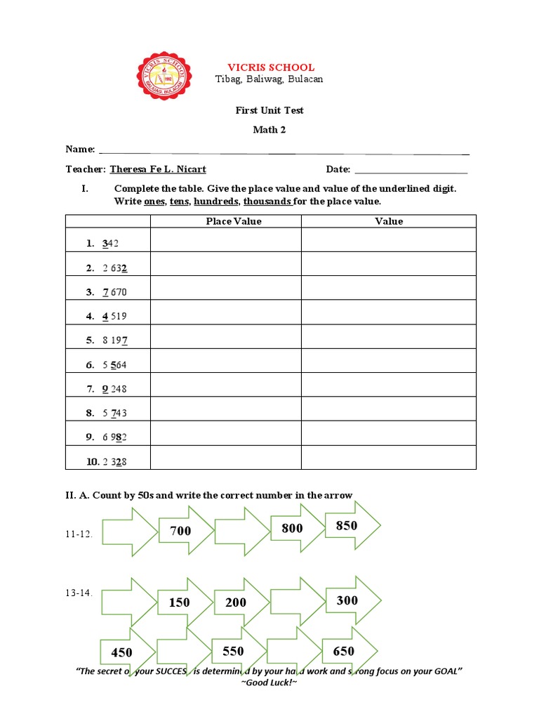 Math and Filipino Practice Tests with Answer Keys | PDF