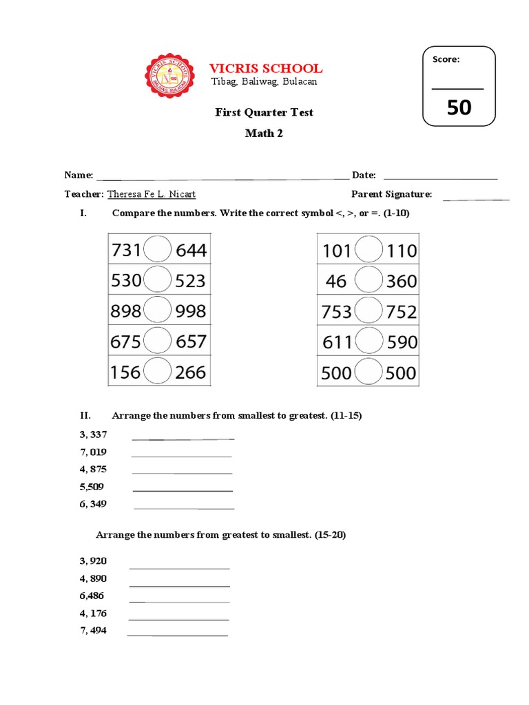 1st Quarter Test - THERESA | PDF | Philippines