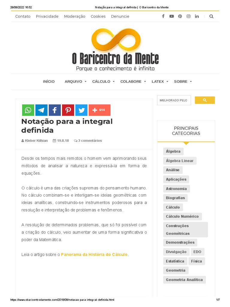 Uma explicação detalhada da notação para integral definida, abordando ...