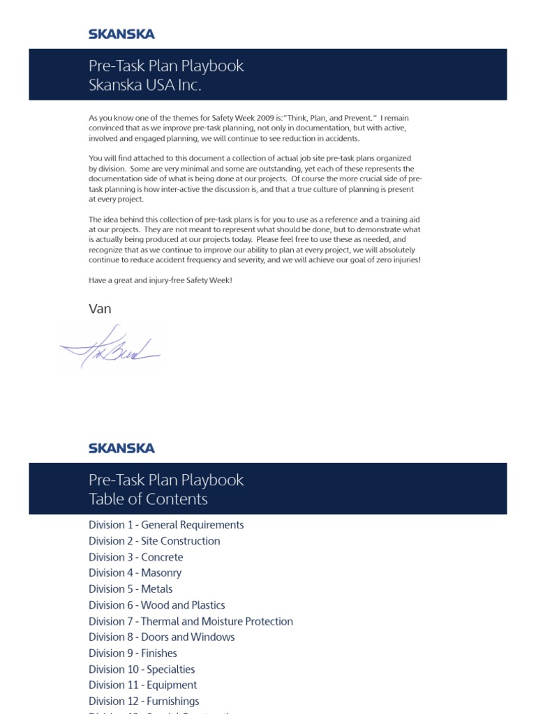 Pre-Task Planning Safety Playbook | PDF | Hazards | Personal Protective ...