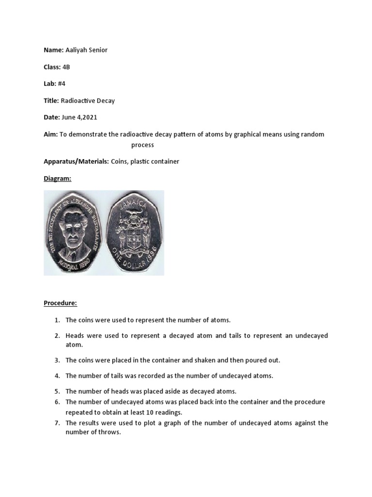 Radioactivity Physics Lab Answers | PDF | Radioactive Decay | Atoms