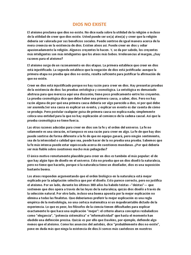 Dios No Existe | PDF | Ateísmo | Dios