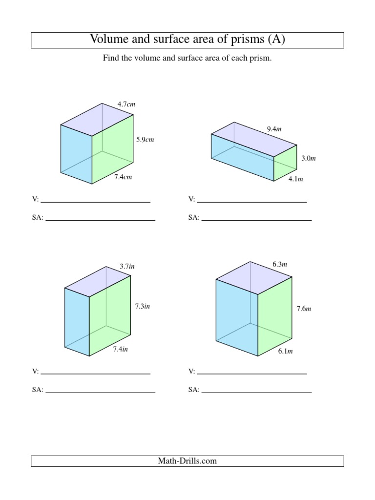 Prisms Rectangular Volume Surfacearea Decimal 001.1384731872 | PDF