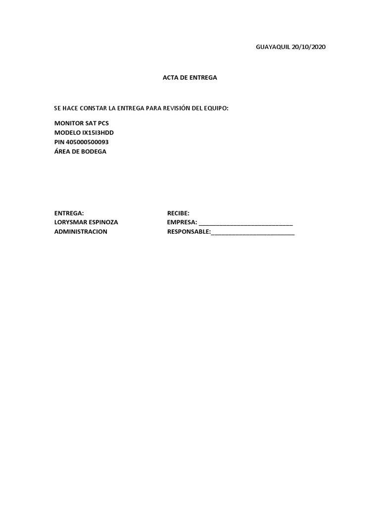 Acta de Entrega | PDF