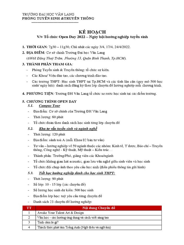 VLU Open Day | PDF