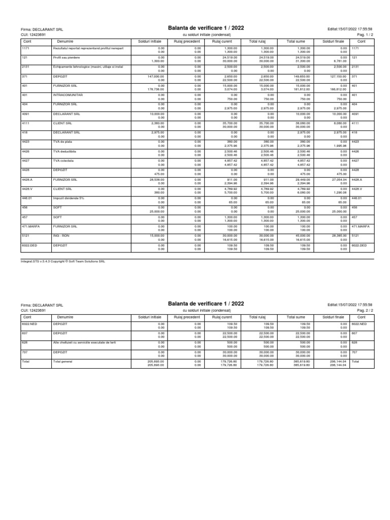 Balanta Cu Solduri Initiale | PDF