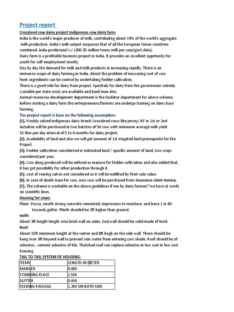 50 Cow Dairy Farm Project Report | PDF | Dairy Cattle | Calf