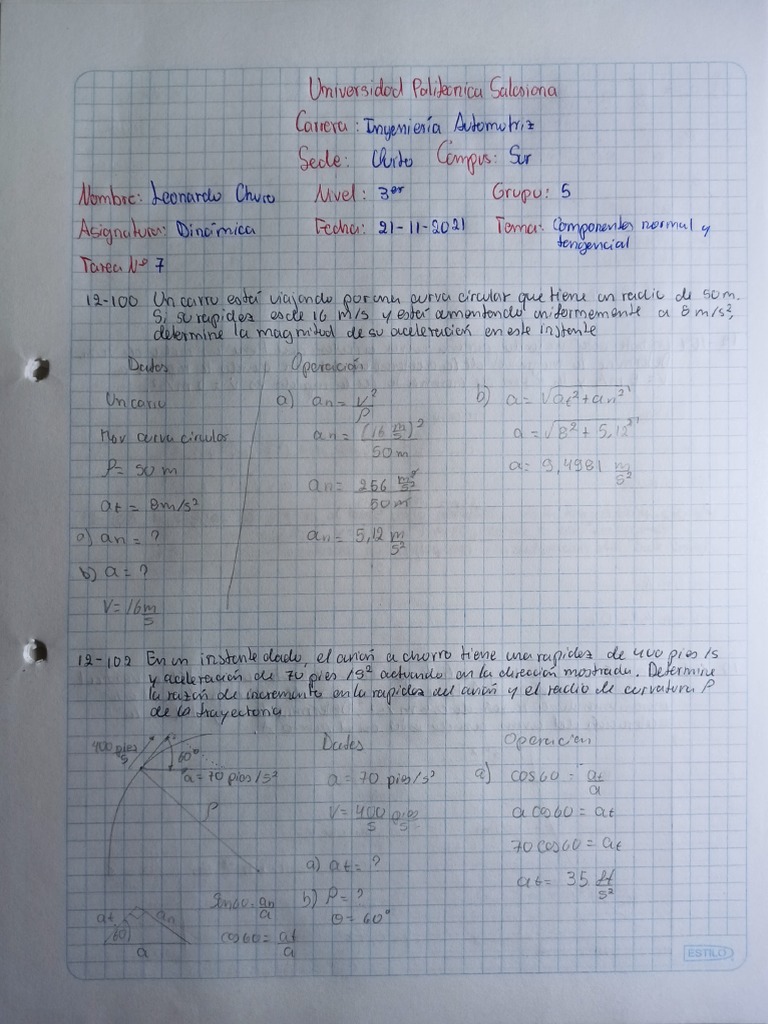 Tarea 7 Dinámica | PDF