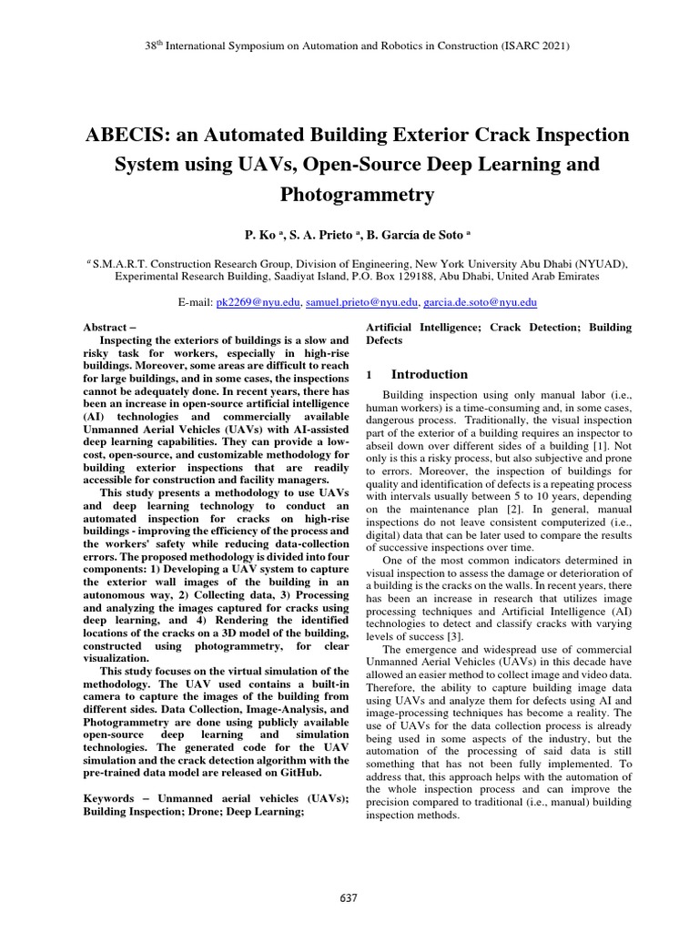 ABECIS: An Automated Building Exterior Crack Inspection System Using UAVs, Open-Source Deep ...
