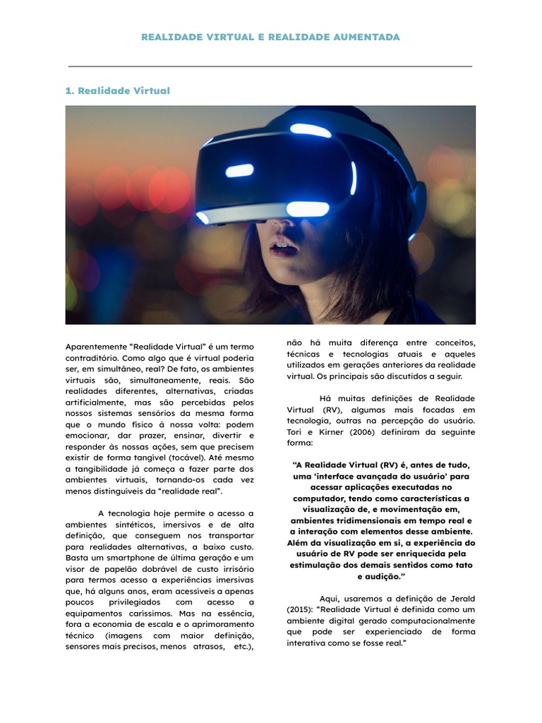 Realidade Virtual E Realidade Aumentada | PDF | Realidade aumentada | Realidade virtual