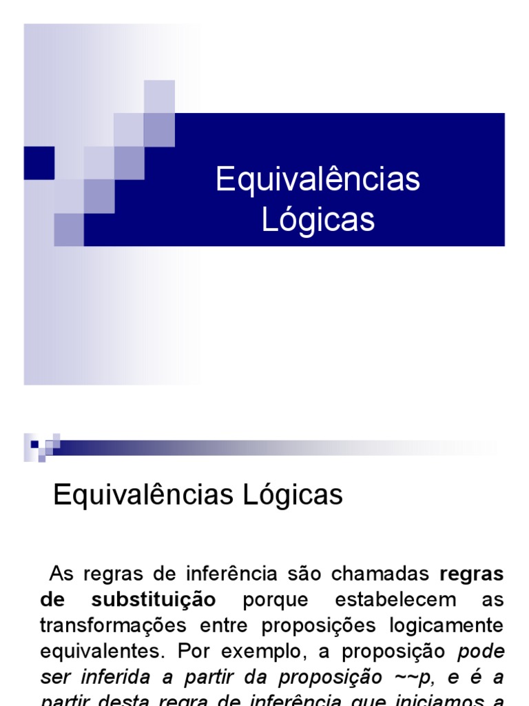 Equivalências Lógicas e Regras de Inferência | PDF | Lógica matemática ...