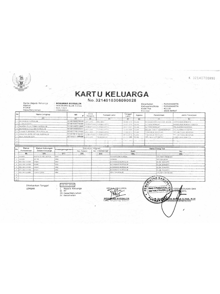 Kartu Keluarga | PDF