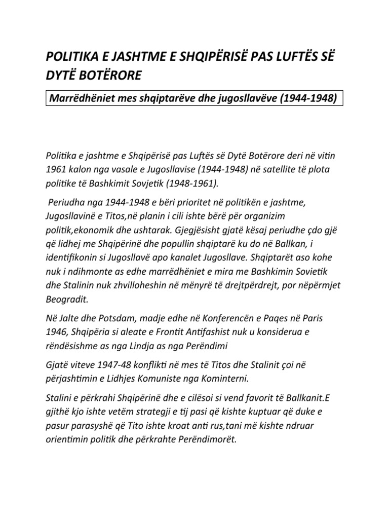 Politika e Jashtme e Shqiperise | PDF