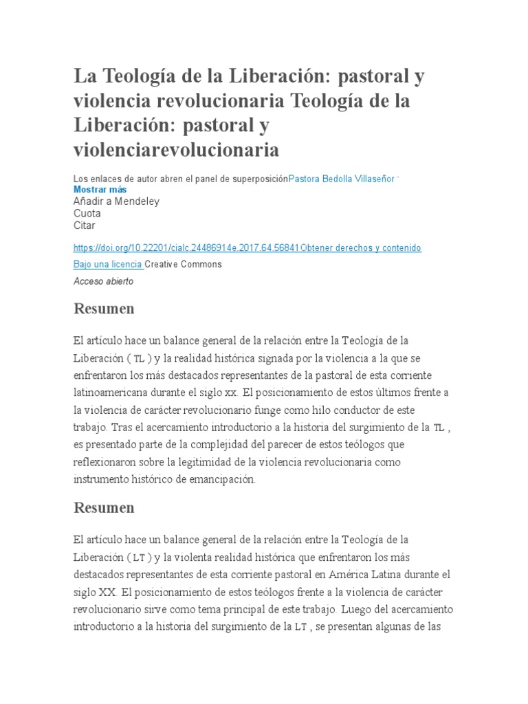 Teología de la Liberación y Violencia en AL | PDF | Jesús | marxismo
