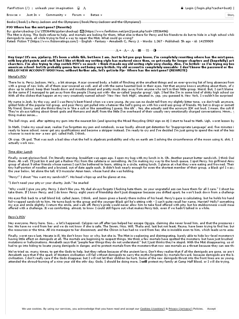 Where Has The Mist Gone ? A Percy Jackson and The Olympians FanFiction ...