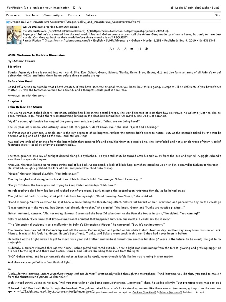 WND - Welcome To The New Dimension, A Dragon Ball Z + Parasite Eve Crossover Fanfic - FanFiction ...