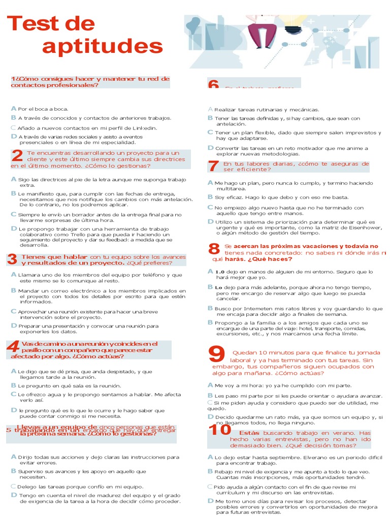 Test de Aptitudes Profesionales Gratis | PDF | Gestión del tiempo ...